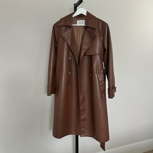 Babaton | Jackets & Coats | Aritzia Babaton Brown Chestnut Leather Trench Coat | Poshmark